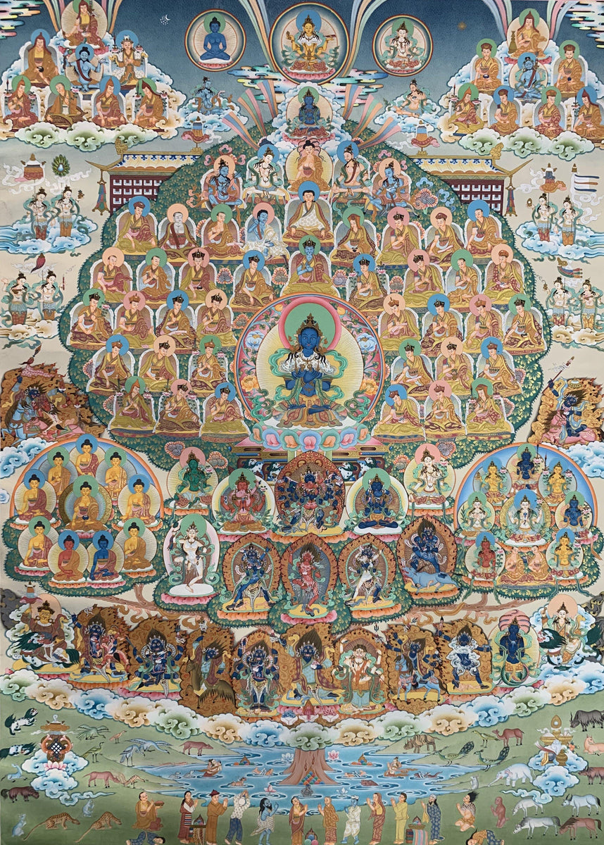Kagyu Lineage Refuge Tree Thangka Painting 93*64 | The Thangka